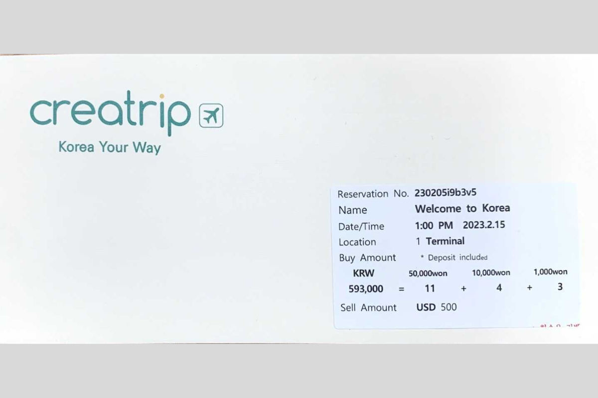 Creatrip: 韓國機場換錢預約服務
