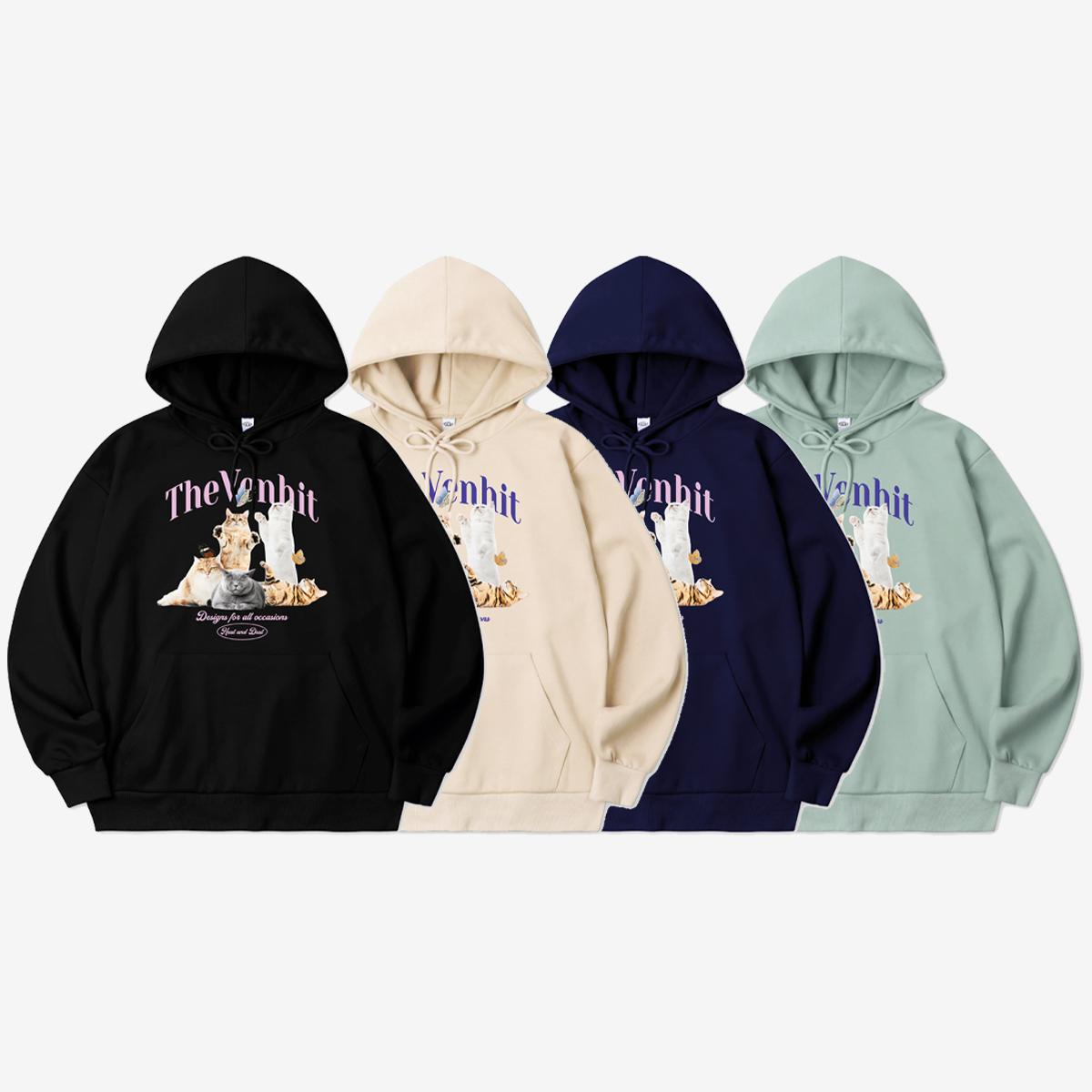 Creatrip: VENHIT 蝴蝶小貓刷毛帽T