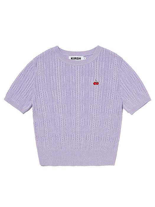 Kirsh SMALL CHERRY麻花短袖針織上衣（薰衣草紫） (Creatrip)