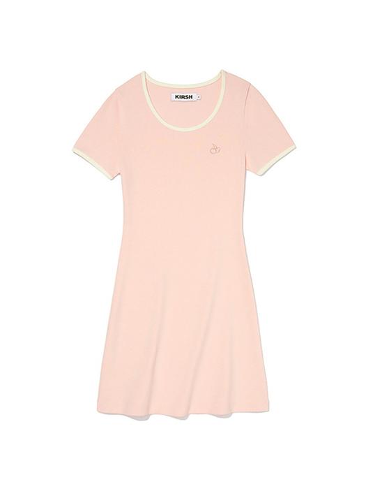 Kirsh SMALL CHERRY短袖連身裙（鮭魚粉） (Creatrip)