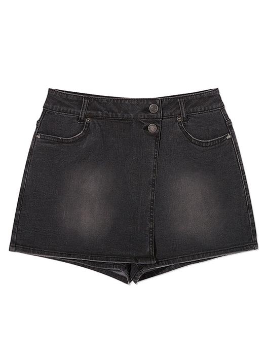 Kirsh CHERRY牛仔迷你褲裙（黑炭色） (Creatrip)
