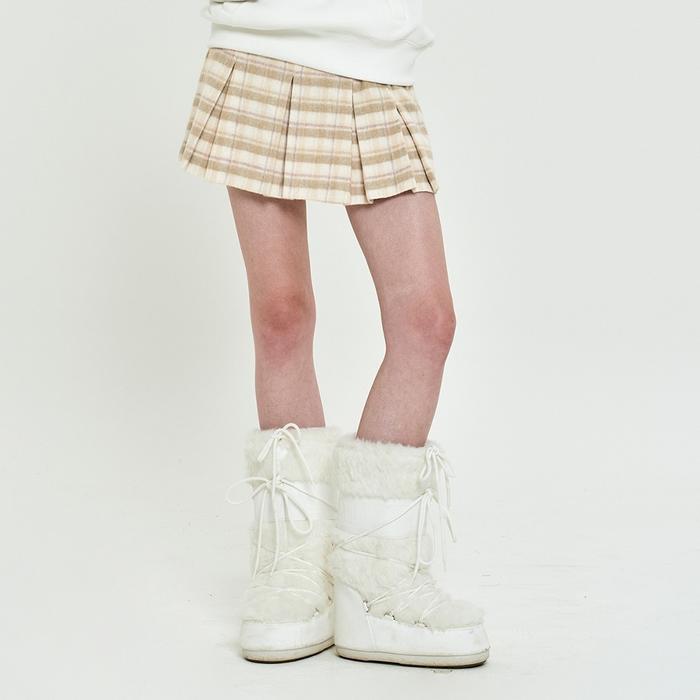 Kirsh CHERRY側排扣百褶裙（淺米色） (Creatrip)