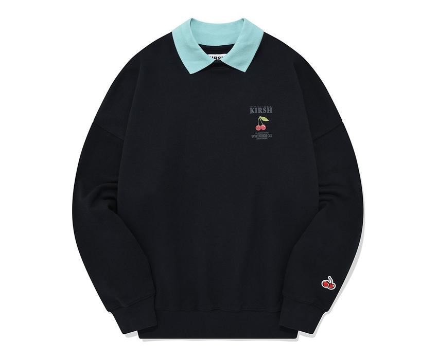 Kirsh CHERRY撞色翻領大學T（深海軍藍） (Creatrip)