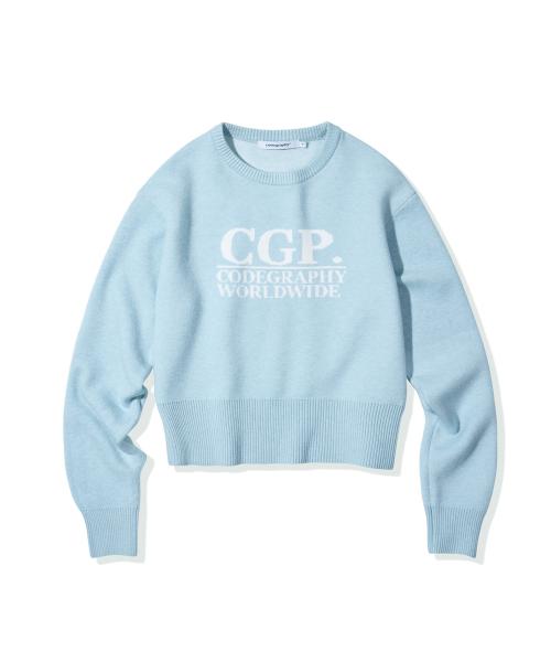 Code:graphy CGP方形LOGO針織上衣（skyblue) (Creatrip)