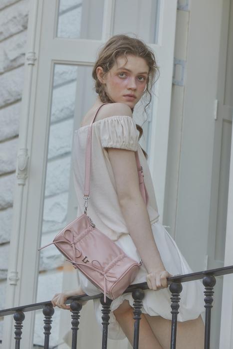 leterie 抓皺蝴蝶結斜背包（粉紅色） (Creatrip)