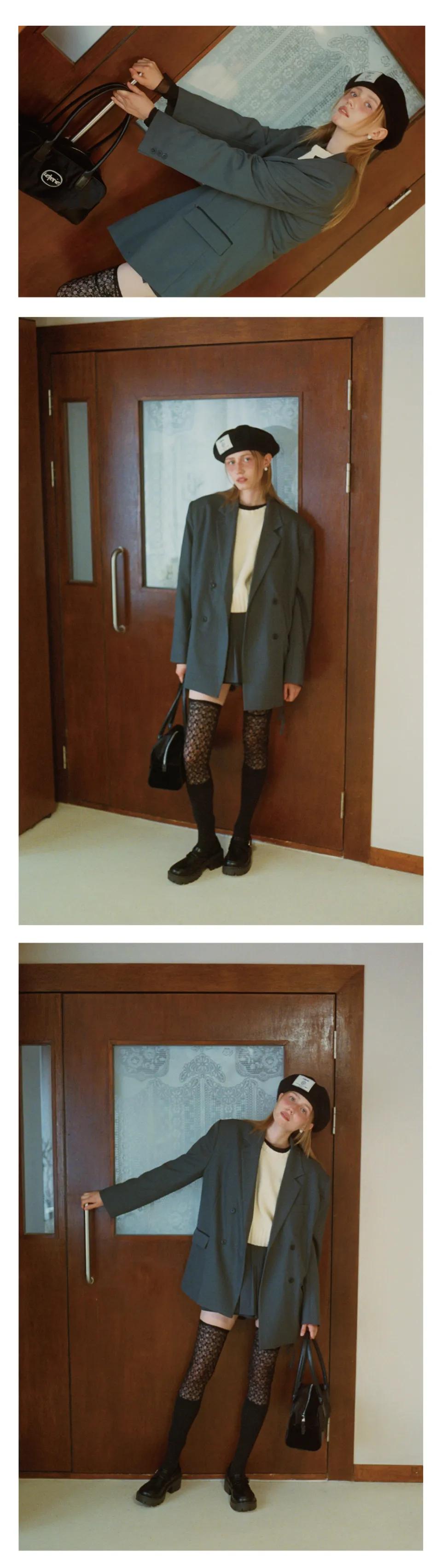 leterie LETERIE雙排扣西裝外套（深灰色） (Creatrip)