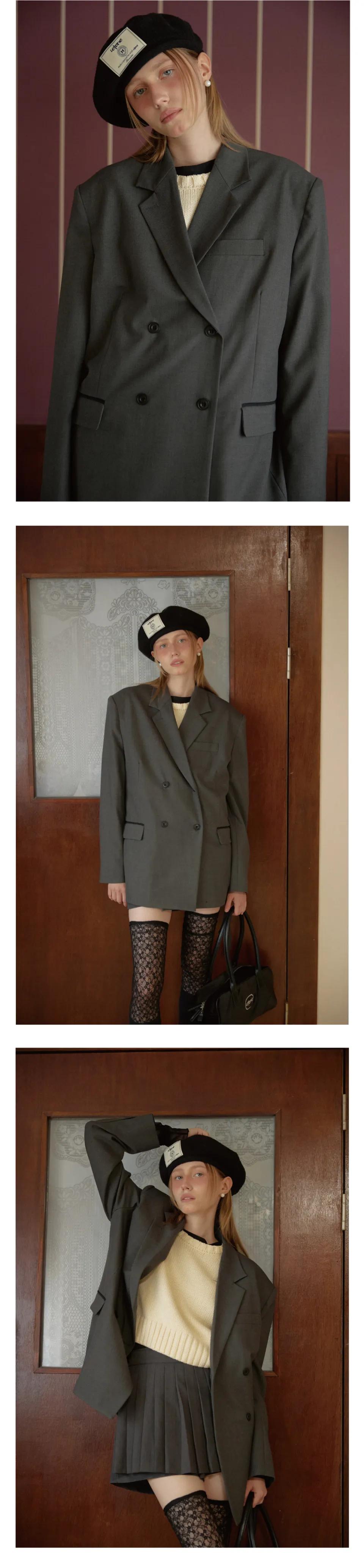 leterie LETERIE雙排扣西裝外套（深灰色） (Creatrip)