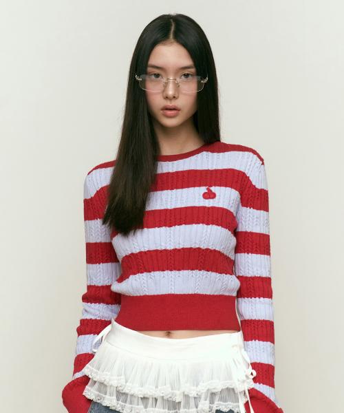 Kirsh SMALL CHERRY STRIPE CROP KNIT (Creatrip)