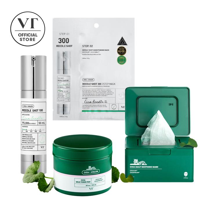 VT Cosmetics 老虎微晶精華100 + 積雪草日常舒緩面膜 ( 30片裝 ) + 積雪草溫和爽膚棉片 ( 60片裝 ) + VT 微晶精華 300 兩步驟面膜 (5個) (Creatrip)