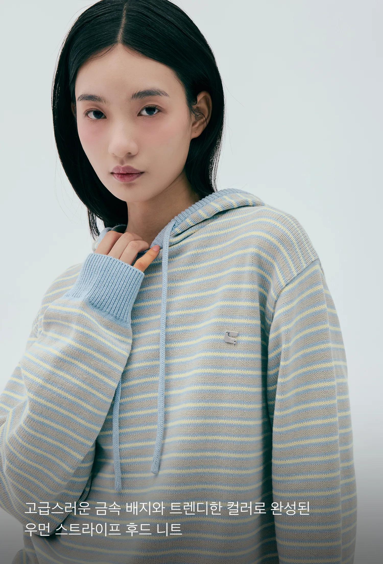 Code:graphy Codegraphy striped hood knit_red (Creatrip)