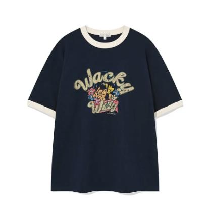 WACKY WILLY 貓咪Friends短袖拼色T恤 (海軍藍) (Creatrip)
