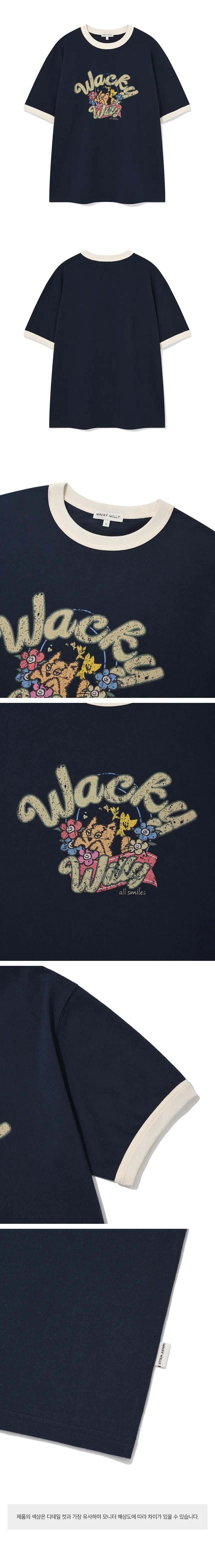 WACKY WILLY 貓咪Friends短袖拼色T恤 (海軍藍) (Creatrip)