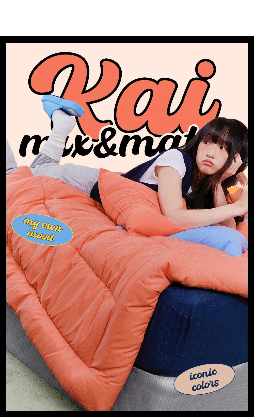 Mix&Match Mid-Century Kai Antibacterial Pillow Cover 50*70 Deep Blue (Creatrip)