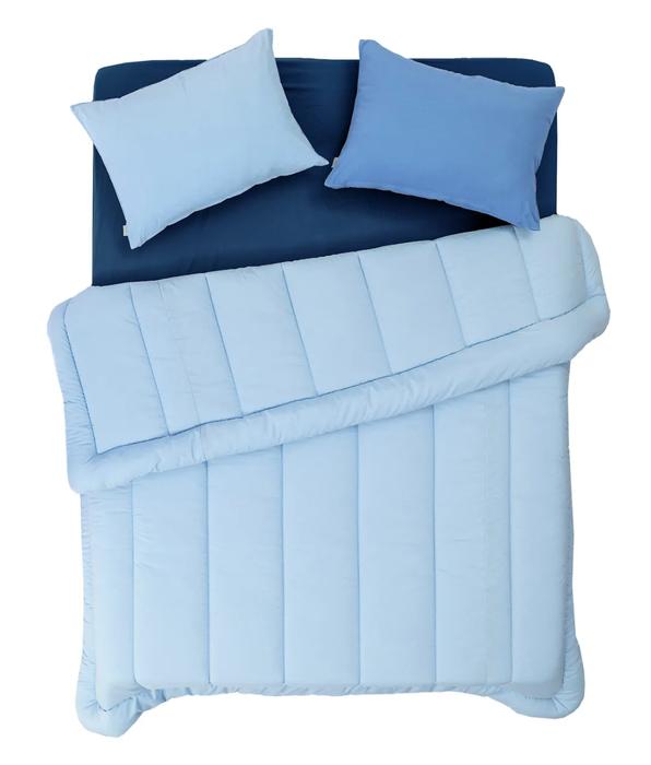 Mix&Match Mid-century Kai antibacterial blanket and pillow set Q sky blue (Creatrip)