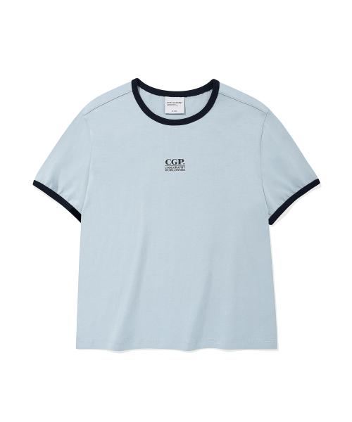 Code:graphy (Women) Small Square Logo Ringer Short Sleeve T-Shirt_Sky Blue (Creatrip)