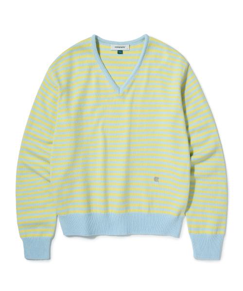 Code:graphy (Woman) V-neck striped knit_yellow (Creatrip)