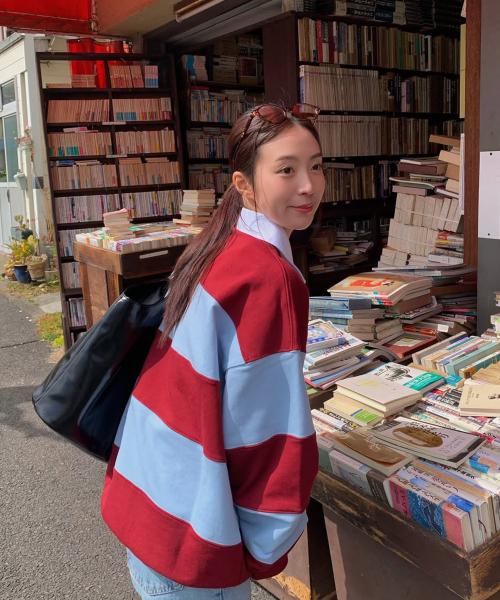 Code:graphy CGP Small Square Logo Striped Rugby Sweatshirt_Burgundy (Creatrip)