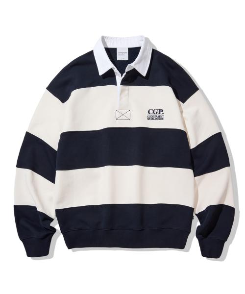 Code:graphy CGP Small Square Logo Striped Rugby Sweatshirt_Navy (Creatrip)
