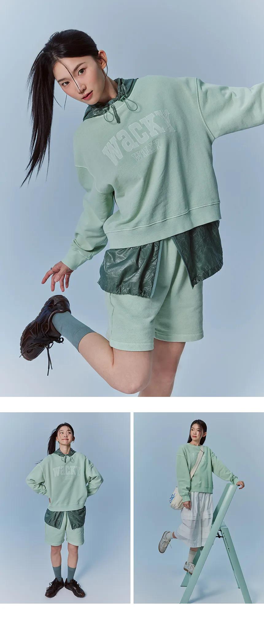 WACKY WILLY 女款半寬鬆水洗衛衣（天藍色） (Creatrip)