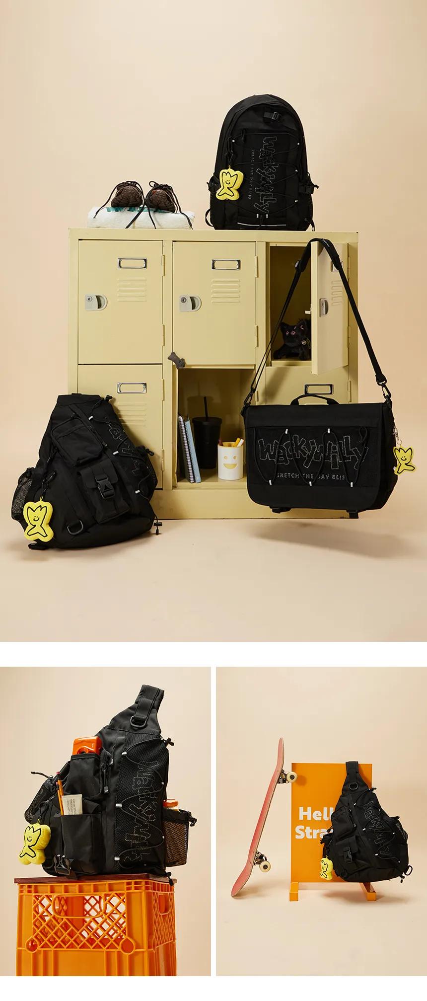 WACKY WILLY [25SS] 網眼束口多功能包（黑色） (Creatrip)