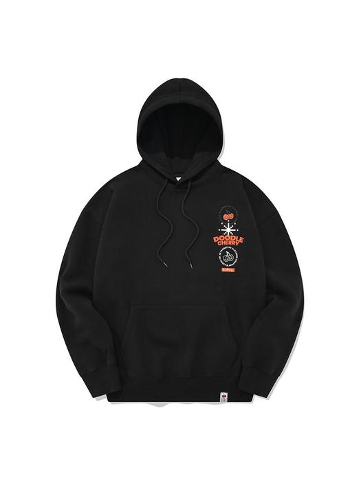 Kirsh [SALE] DOODLE CHERRY CIRCLE LOGO HOODIE BLACK (Creatrip)